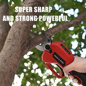 DEKE&DIRK Electric Pruning Shears Professional Cordless Tree Pruner with 2 PCS Rechargeable 2Ah Lithium Battery, Electric Tree Branch Trimmer with Brushless Motor, 1.2 Inch (30mm) Cutting Diameter