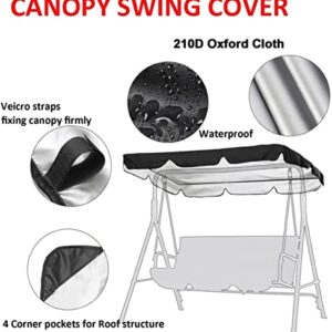 BTURYT Patio Swing Canopy,Waterproof Replacement Canopy Cover for 2/3 Seater Swing Chair,Swing Ceiling Replacement Cover for Outdoor Patio/Lawn/Garden Porch Swings(top Cover only)