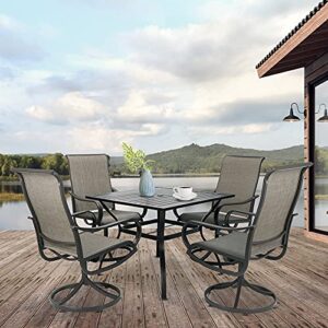 EMERIT Outdoor Patio Bistro Metal Dining Table with Umbrella Hole 37"x37",Black (Dining Table)