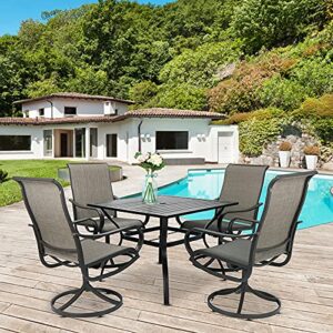 EMERIT Outdoor Patio Bistro Metal Dining Table with Umbrella Hole 37"x37",Black (Dining Table)