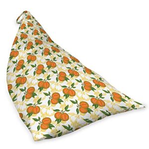 Ambesonne Fruit Lounger Chair Bag, Pattern with Hand-Drawn Orange Fruits Organic Nutritious Food, High Capacity Storage with Handle Container, Lounger Size, Dark Orange Green