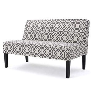 christopher knight home dejon modern fabric loveseat, gray geometric / matte black