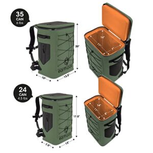 Insulated Backpack Cooler Holds 24 or 35 Cans for 72 Hours - Perfect Lunch or Drink Bag for Camping, Hiking, Beach, Kayaking, Sports or Fishing - 100% Waterproof Heavy Duty Construction by Earth Pak