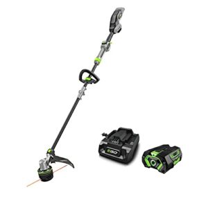 EGO Power+ ST1623T 16-Inch 56-Volt Lithium-Ion Cordless POWERLOAD™ with LINE IQ™ Telescopic Carbon Fiber Straight Shaft String Trimmer, 4.0Ah Battery and Charger Included