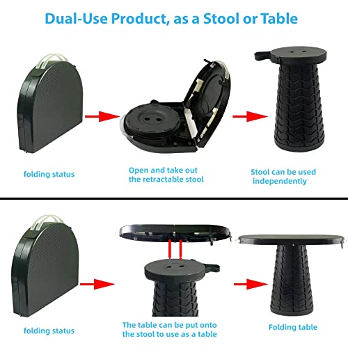 Outward Gear Collapsible Portable Table and Chairs for Travel Camping Cooking Small Folding Retractable Telescopic Table 2-in-1 Stool