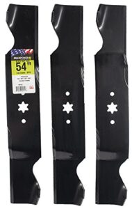 maxpower 561541b 3 blade set for 54 in. cut mtd, cub cadet, troy-bilt mowers replaces oem #’s 742-0677, 742-0677a, 742-0677b, 942-0677, 942-0677a and 942-0677b, black