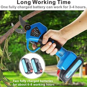 K KLEZHI Professional Cordless Electric Pruning Shears with 2 PCS Backup Rechargeable 2Ah Lithium Battery Powered Tree Branch Pruner, 30mm (1.2 Inch) Cutting Diameter, 6-8 Working Hours