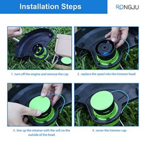 RONGJU 6 Pack Weed Eater Spool for Greenworks 21332 21342 24V 40V 80V Trimmer 16ft 0.065” Single Line String Trimmer Replacement Spool 29252 with 3411546A-6 Spool Cap Covers (6 Spools, 1 Cap)