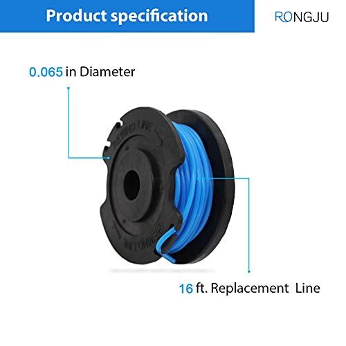 RONGJU 6 Pack Weed Eater Spool for Greenworks 21332 21342 24V 40V 80V Trimmer 16ft 0.065” Single Line String Trimmer Replacement Spool 29252 with 3411546A-6 Spool Cap Covers (6 Spools, 1 Cap)