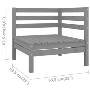 vidaXL Patio Corner Sofas 2 pcs Gray Solid Pinewood