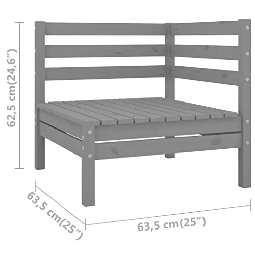 vidaXL Patio Corner Sofas 2 pcs Gray Solid Pinewood