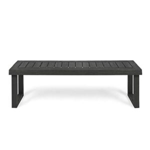 christopher knight home kemp outdoor acacia wood bench, gray finish, sandblast dark grey