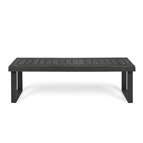 Christopher Knight Home Kemp Outdoor Acacia Wood Bench, Gray Finish, Sandblast Dark Grey