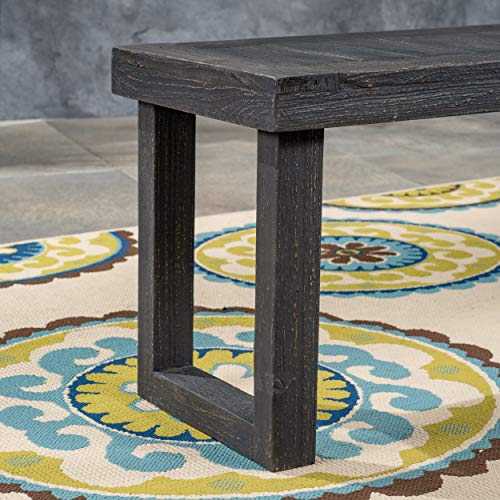 Christopher Knight Home Kemp Outdoor Acacia Wood Bench, Gray Finish, Sandblast Dark Grey