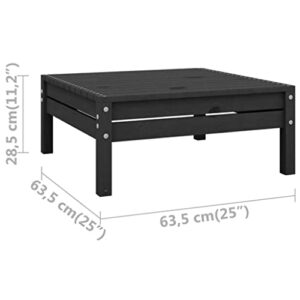 vidaXL Patio Footstool Black Solid Pinewood