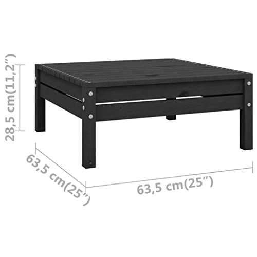 vidaXL Patio Footstool Black Solid Pinewood