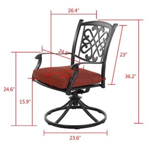 Casual World Patio Swivel Dining Chairs Set of 2, Outdoor Gentle Rocker Chairs Bistro Chairs with All-Weather Aluminum Frame and Thick Cushions for Garden Backyard Poolside