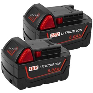 HIGH QUALITY FUTUREBATT FUTUREBATT [2Pack] 18V 6.0 Ah Replace Battery for Milwaukee M18 Lithium Battery 48-11-1860/48-11-1850/48-11-1840/48-11-1828/48-11-1820/48-11-1815