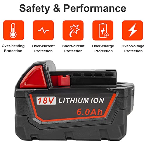 HIGH QUALITY FUTUREBATT FUTUREBATT [2Pack] 18V 6.0 Ah Replace Battery for Milwaukee M18 Lithium Battery 48-11-1860/48-11-1850/48-11-1840/48-11-1828/48-11-1820/48-11-1815