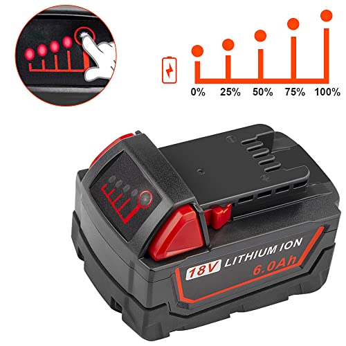 HIGH QUALITY FUTUREBATT FUTUREBATT [2Pack] 18V 6.0 Ah Replace Battery for Milwaukee M18 Lithium Battery 48-11-1860/48-11-1850/48-11-1840/48-11-1828/48-11-1820/48-11-1815