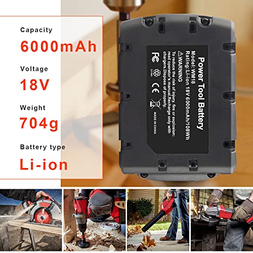 HIGH QUALITY FUTUREBATT FUTUREBATT [2Pack] 18V 6.0 Ah Replace Battery for Milwaukee M18 Lithium Battery 48-11-1860/48-11-1850/48-11-1840/48-11-1828/48-11-1820/48-11-1815