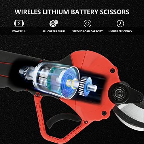 explovehike Electric Pruning Shears, Cordless Branch Cutter Power Pruner with 2 Pcs 2000mAh 24V Rechargeable Battery 2 Replacement Blades, Max Cutting Diameter 30mm(1.2 Inches) for Gardening