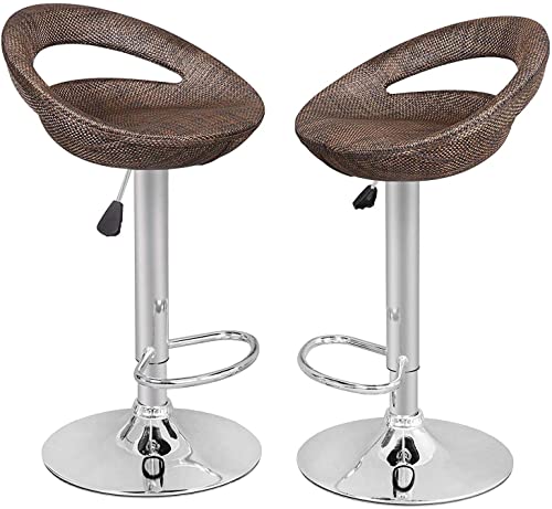 Nova Microdermabrasion Adjustable Pub Swivel Barstool Hydraulic Patio Barstool Indoor/Outdoor W/ Open Back and Chrome Footrest , 2pcs