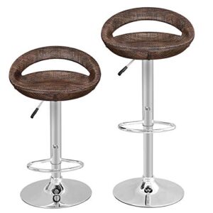 Nova Microdermabrasion Adjustable Pub Swivel Barstool Hydraulic Patio Barstool Indoor/Outdoor W/ Open Back and Chrome Footrest , 2pcs