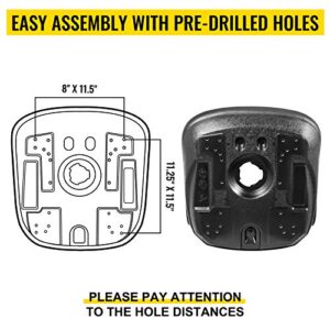 VEVOR Universal Lawn Tractor Seat Replacement, Compact High Back Mower Seat, Black Vinyl Forklift Seat, Central Drain Hole Skid Steer Seat with Mounting Bolt Patterns of 8" x 11.5" & 11.25" x 11.5"