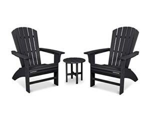 trex outdoor furniture yacht club 3-piece curveback adirondack chair set with side table