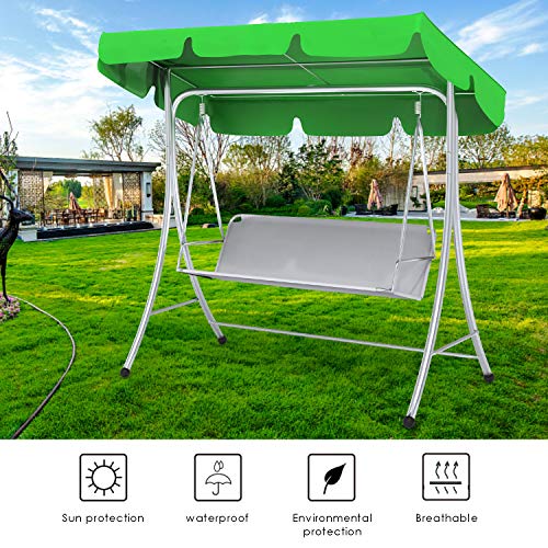 Yuehuam Patio Swing Canopy Cover, Heavy Duty 210D Polyester Waterproof Swing Replacement Top Cover for 3 Seat Swing Waterproof Dustproof Protection