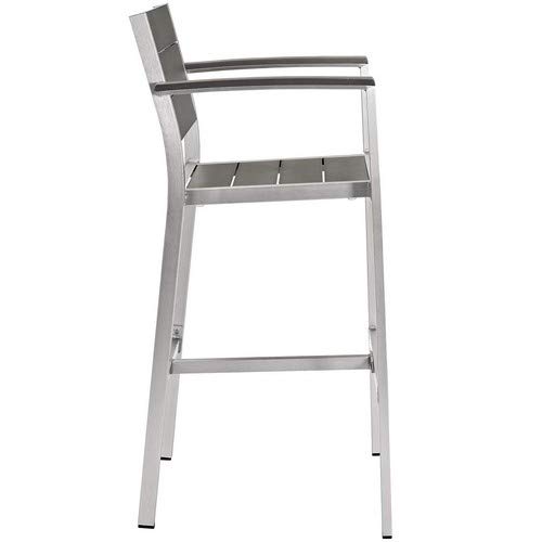 Modway Shore Aluminum Outdoor Patio Two Bar Stools in Silver Gray