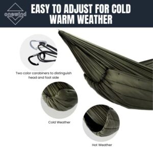 onewind Underquilt Double Hammock Camping Insulation Night Protector, Full Length,35-50 Degrees, 4 Season Warm Sleeping Quilt, Portable for Backpacking, Travel