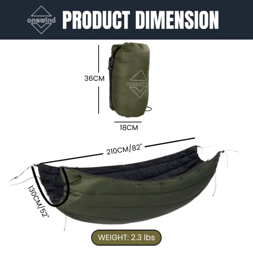 onewind Underquilt Double Hammock Camping Insulation Night Protector, Full Length,35-50 Degrees, 4 Season Warm Sleeping Quilt, Portable for Backpacking, Travel