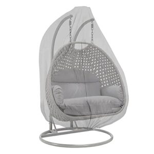 Patio Hanging Chair Cover Outdoor Double Swing Egg Chair Cover Waterproof Durable Lightweight Wicker Furniture Dust Protector 91" x 80" (Grey)