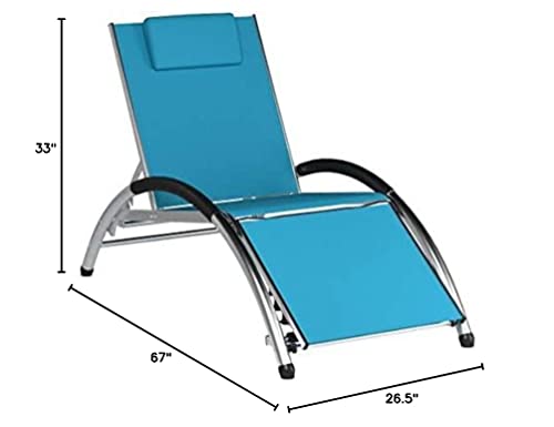 Vivere DKDSUN-TT Aluminum Dockside Sun Lounger, True Turquoise