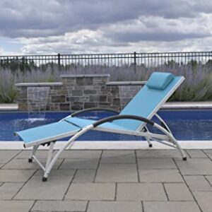 Vivere DKDSUN-TT Aluminum Dockside Sun Lounger, True Turquoise