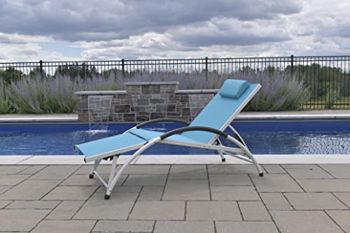 Vivere DKDSUN-TT Aluminum Dockside Sun Lounger, True Turquoise