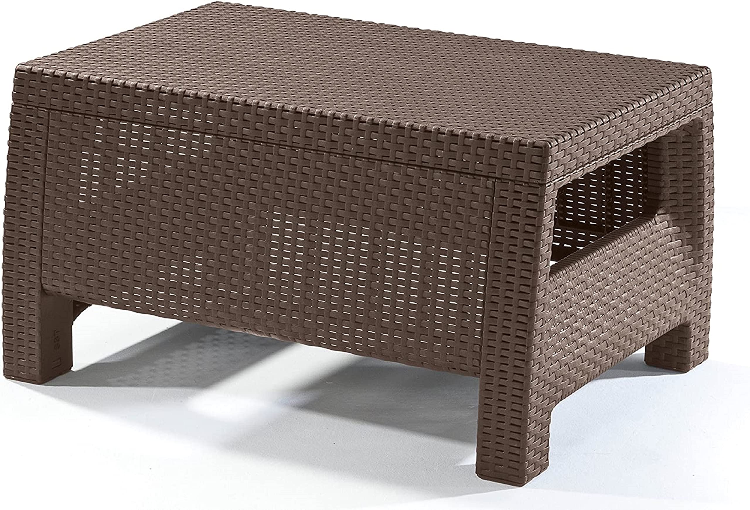 Keter Corfu Coffee Table Modern All Weather Outdoor Patio Garden Backyard Furniture, Brown