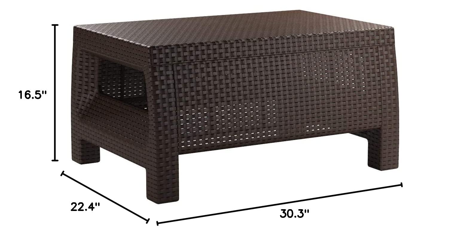 Keter Corfu Coffee Table Modern All Weather Outdoor Patio Garden Backyard Furniture, Brown