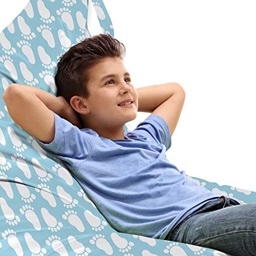 Ambesonne Cartoon Lounger Chair Bag, Diagonal Footprint Pattern Themed Illustration Happy Moments, High Capacity Storage with Handle Container, Lounger Size, Pale Blue White