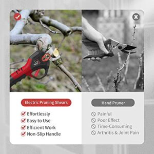 K KLEZHI Professional Cordless Electric Pruning Shears Branch Pruner 2 Pcs Backup Rechargeable Lithium Battery Powered Tree, 1INCH (25mm) (Black & Red)