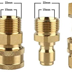 Millie Pressure Washer Adapter Set,M22 Male Thread Fitting, 3/8" Quick Connect kit,5000 PSI