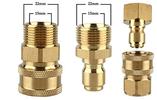 Millie Pressure Washer Adapter Set,M22 Male Thread Fitting, 3/8" Quick Connect kit,5000 PSI