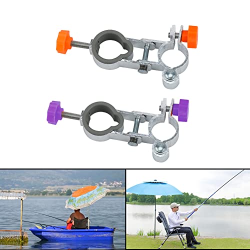 2Pcs Umbrella Stand, Folding Leisure Chair Mount Umbrella Mount Clip, Outdoor Fishing Umbrella Rod Racks, Fit for 23-25mm Pipes(Purple)