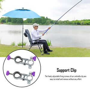 2Pcs Umbrella Stand, Folding Leisure Chair Mount Umbrella Mount Clip, Outdoor Fishing Umbrella Rod Racks, Fit for 23-25mm Pipes(Purple)