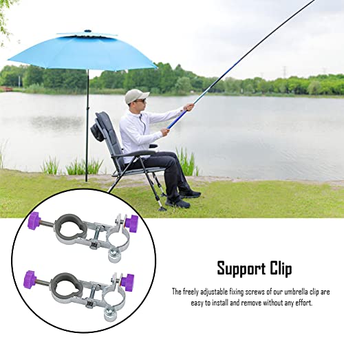 2Pcs Umbrella Stand, Folding Leisure Chair Mount Umbrella Mount Clip, Outdoor Fishing Umbrella Rod Racks, Fit for 23-25mm Pipes(Purple)