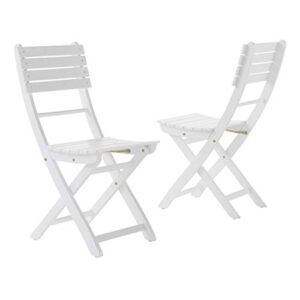 christopher knight home positano outdoor acacia wood foldable dining chairs, 2-pcs set, pu/ white