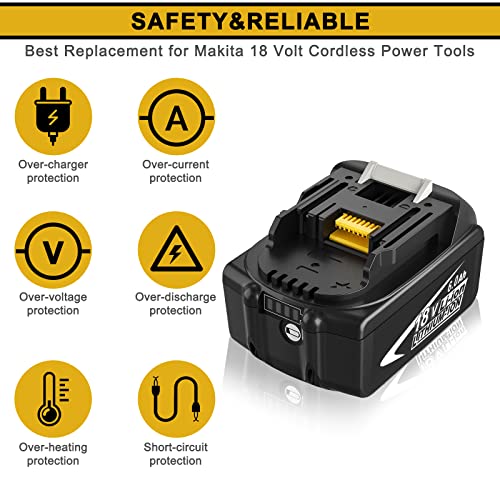 Upgraded to 6.0Ah BL1860B Replacement Battery Compatible with Makita 18V Battery Lithium Ion BL1860 BL1850 BL1850B BL1840 BL1840B BL1830 BL1830B BL1815 BL1815B LXT-400