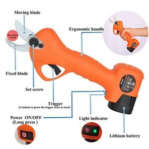 MAKINGTEC Cordless Electric Pruning Shears,Electric Secateurs 2 Rechargeable 2000mAh Battery Tree Branch Pruner Cordless Pruning Scissors,Garden Orchard Tool Cutting Diameter 25mm(1.1 Inch)